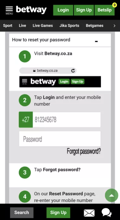 How to Reset Password on Betway